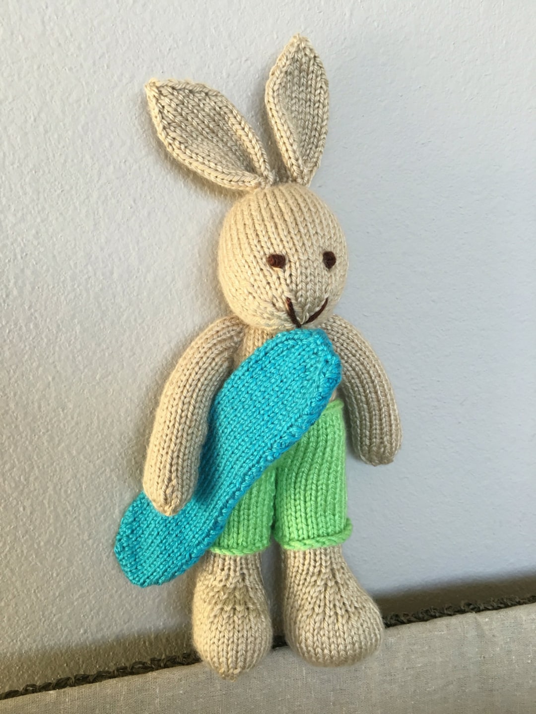 Handmade Knitted Surfer Bunny Soft Toy - Etsy