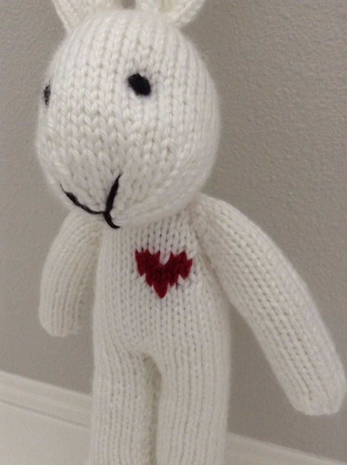 Handmade Knitted Bunny Soft Toy Rabbit Bunny with a Heart | Etsy