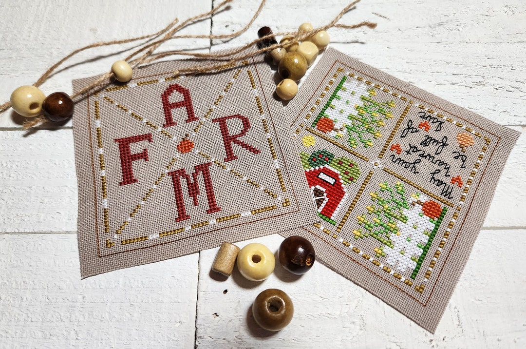 Instant Pattern / Farm Counted Cross Stitch Pattern, Monthly Biscornu ...