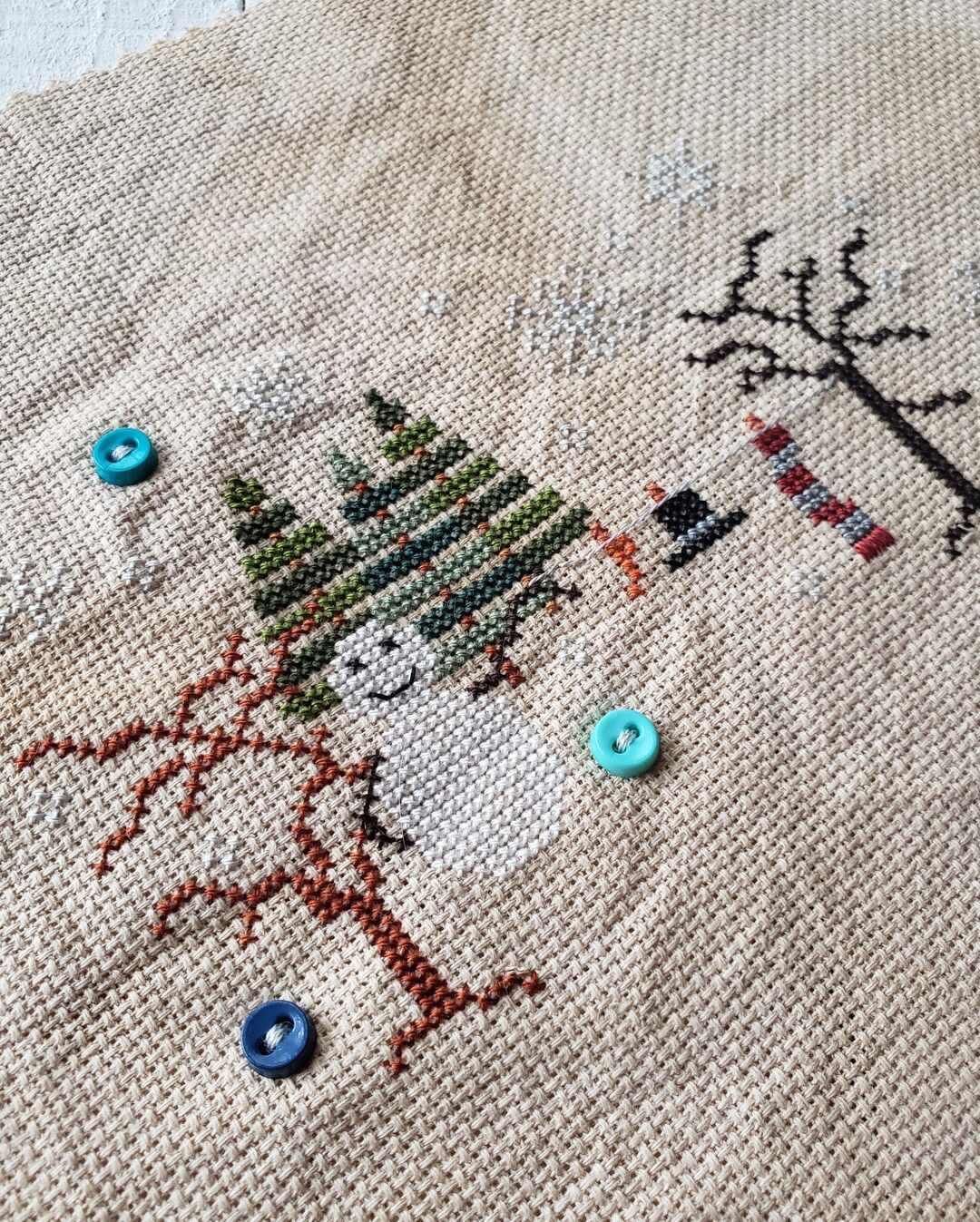 Snowman Clothesline Cross Stitch Pattern, Winter Scene (PDF Download ...