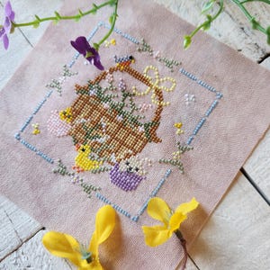 Digital Download / Easter Basket Cross Stitch PDF Pattern, Spring ...