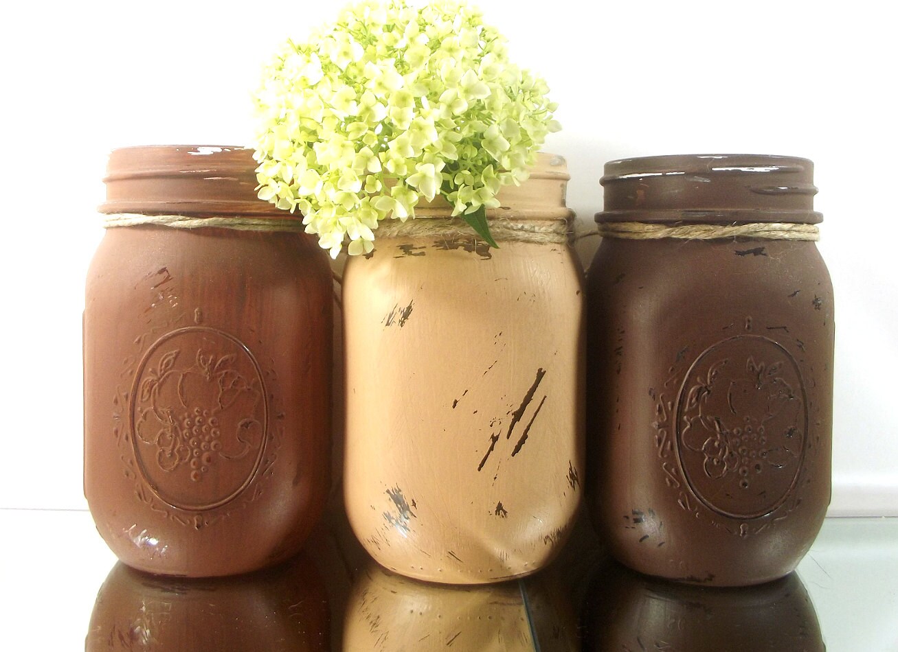 Hand Painted Mason Jars for Fall Featuring Three Pint Jars | Etsy