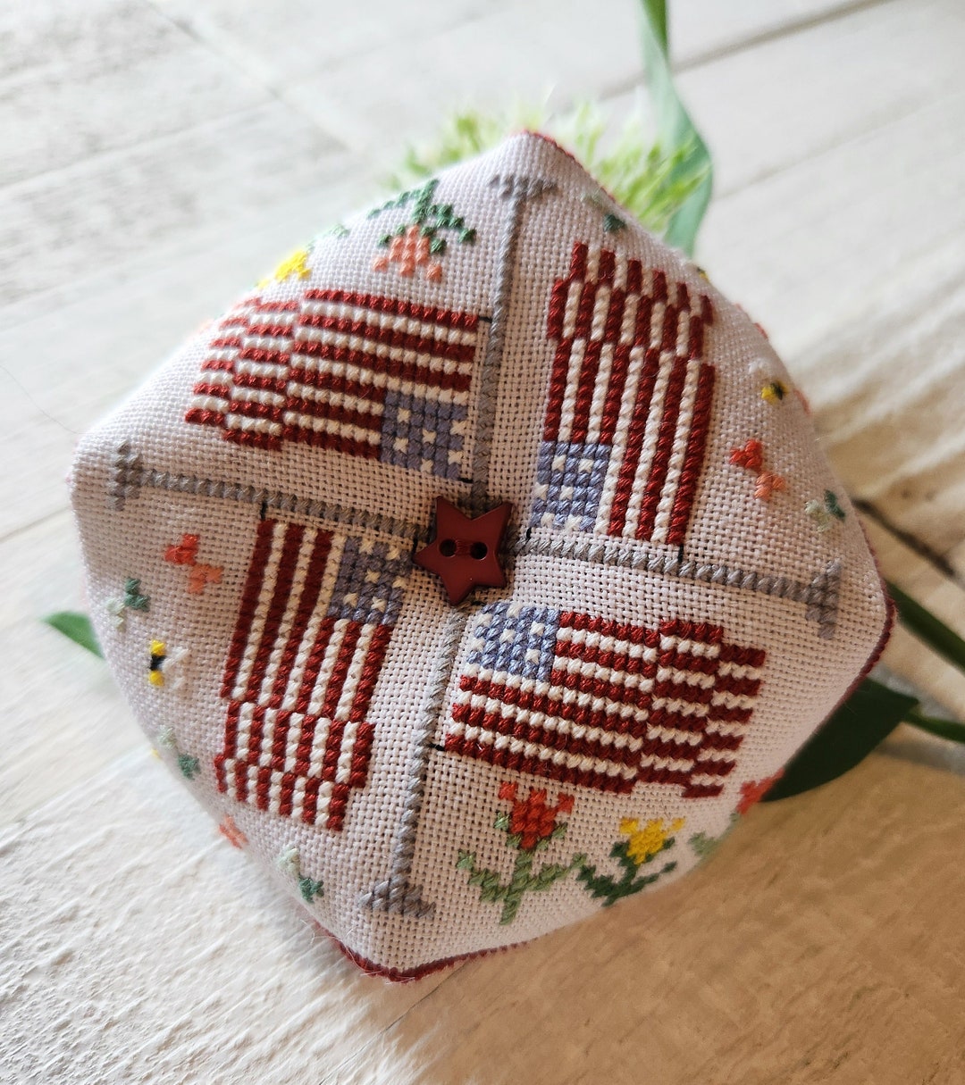 Flag Biscornu Counted Cross Stitch Pattern, Patriotic X Stitch (digital ...