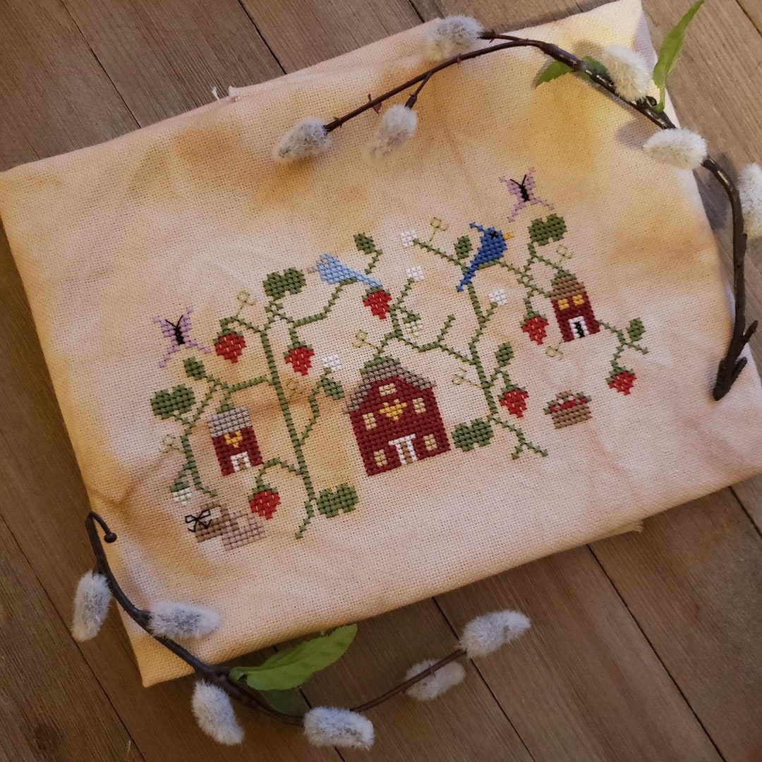 PDF Pattern / the Strawberry Patch Digital Cross Stitch Pattern, Flower ...