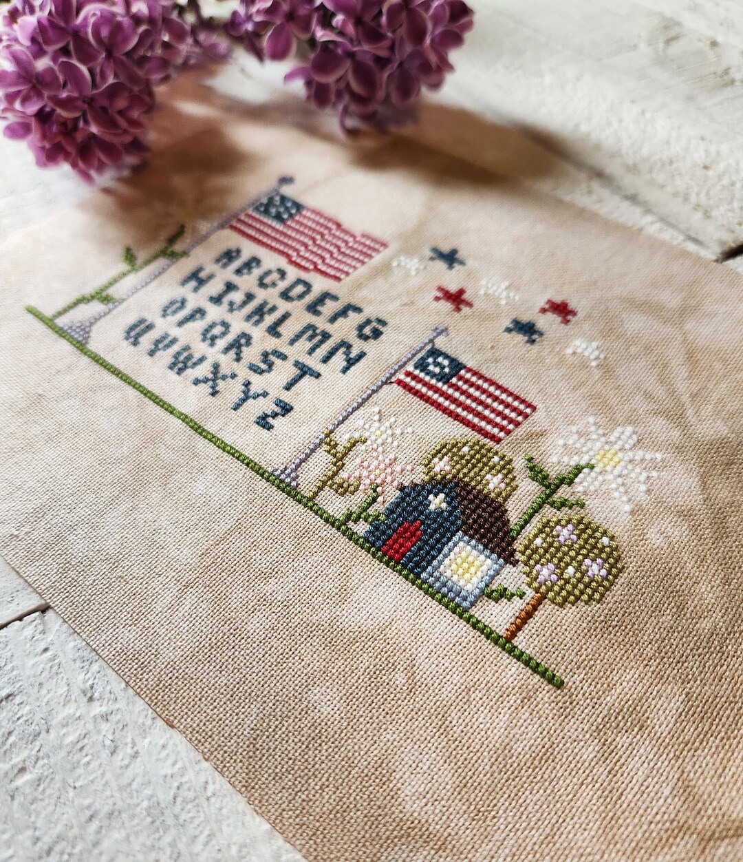 Instant Download / Patriotic Sampler Cross Stitch Chart, Flag Cross ...