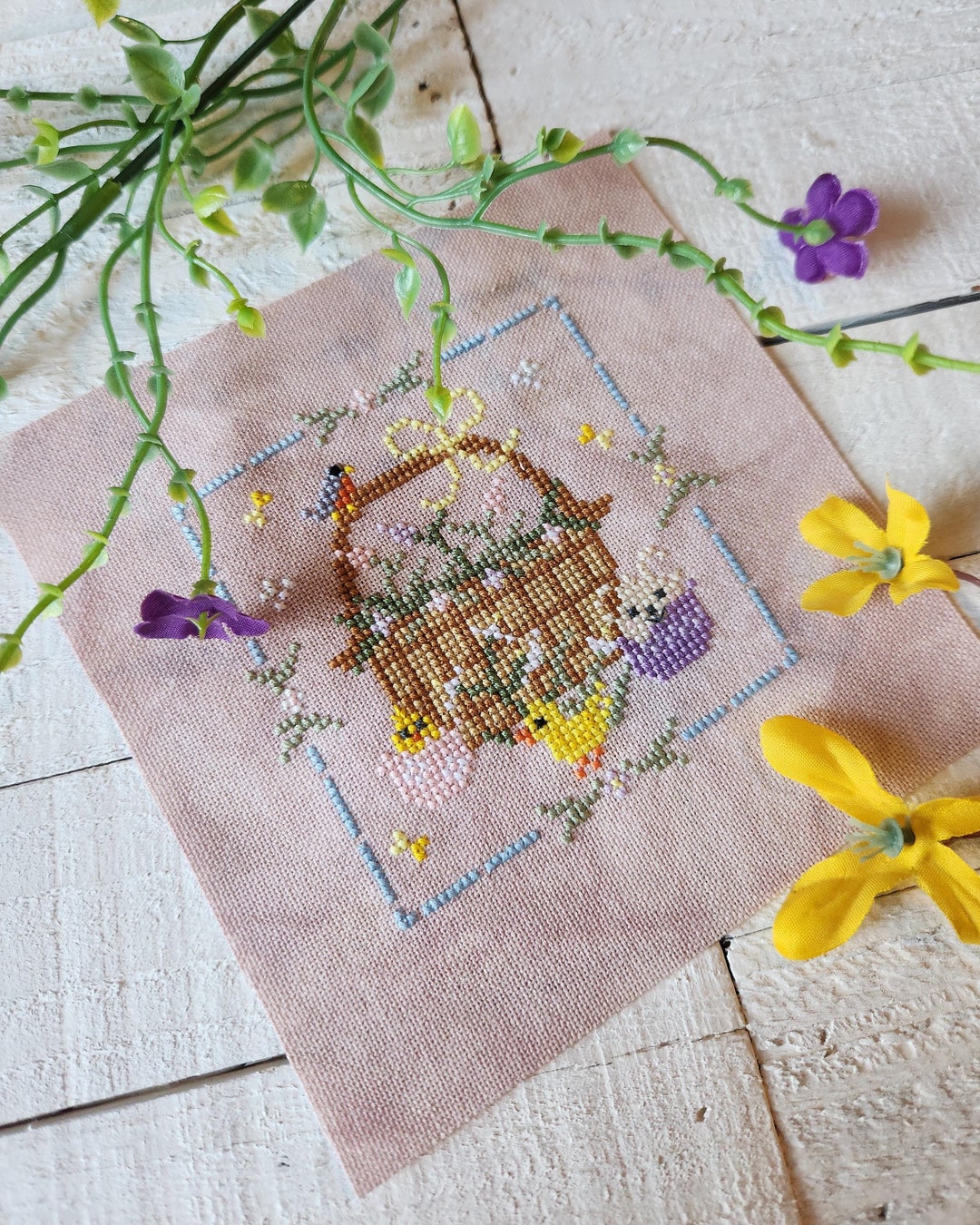 Digital Download / Easter Basket Cross Stitch PDF Pattern, Spring ...