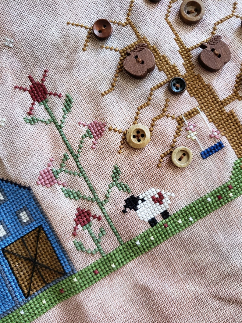 PDF Download / the Button Trees Count Cross Stitch Pattern | Etsy