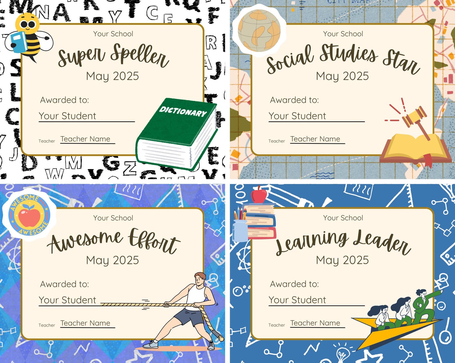 Editable Student Awards | 28 End of Year Certificates PDF & Canva ...