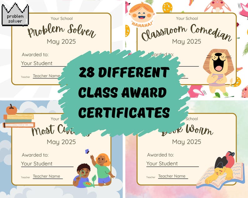Editable Student Awards | 28 End of Year Certificates PDF & Canva ...