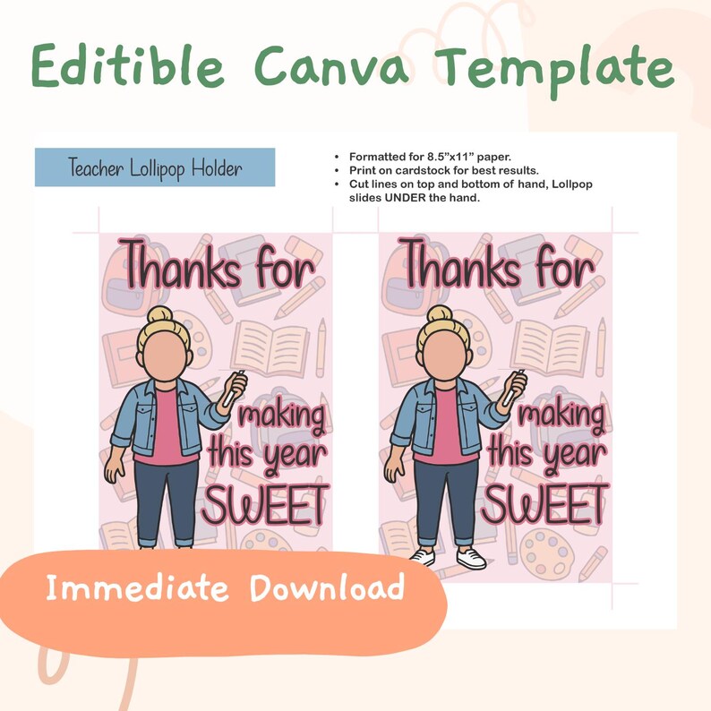End of Year Student Gift From Teacher – Editable Lollipop Card ...