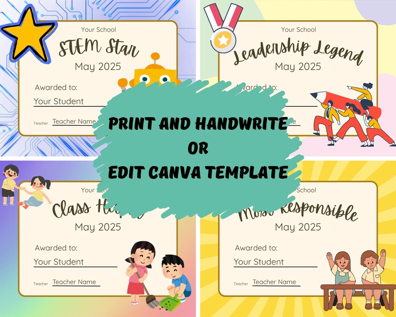 Editable Student Awards | 28 End of Year Certificates PDF & Canva ...