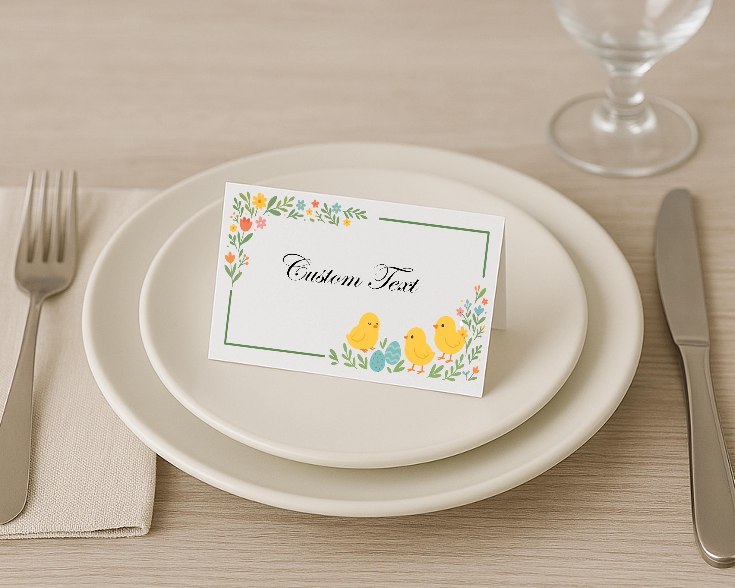 Easter Table Tent Cards Printable – Cute Chick Editable Place Cards ...