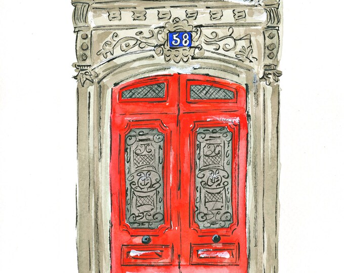 Door Art, Architectural Art, Paris Doors, Red Door, Paris Building ...