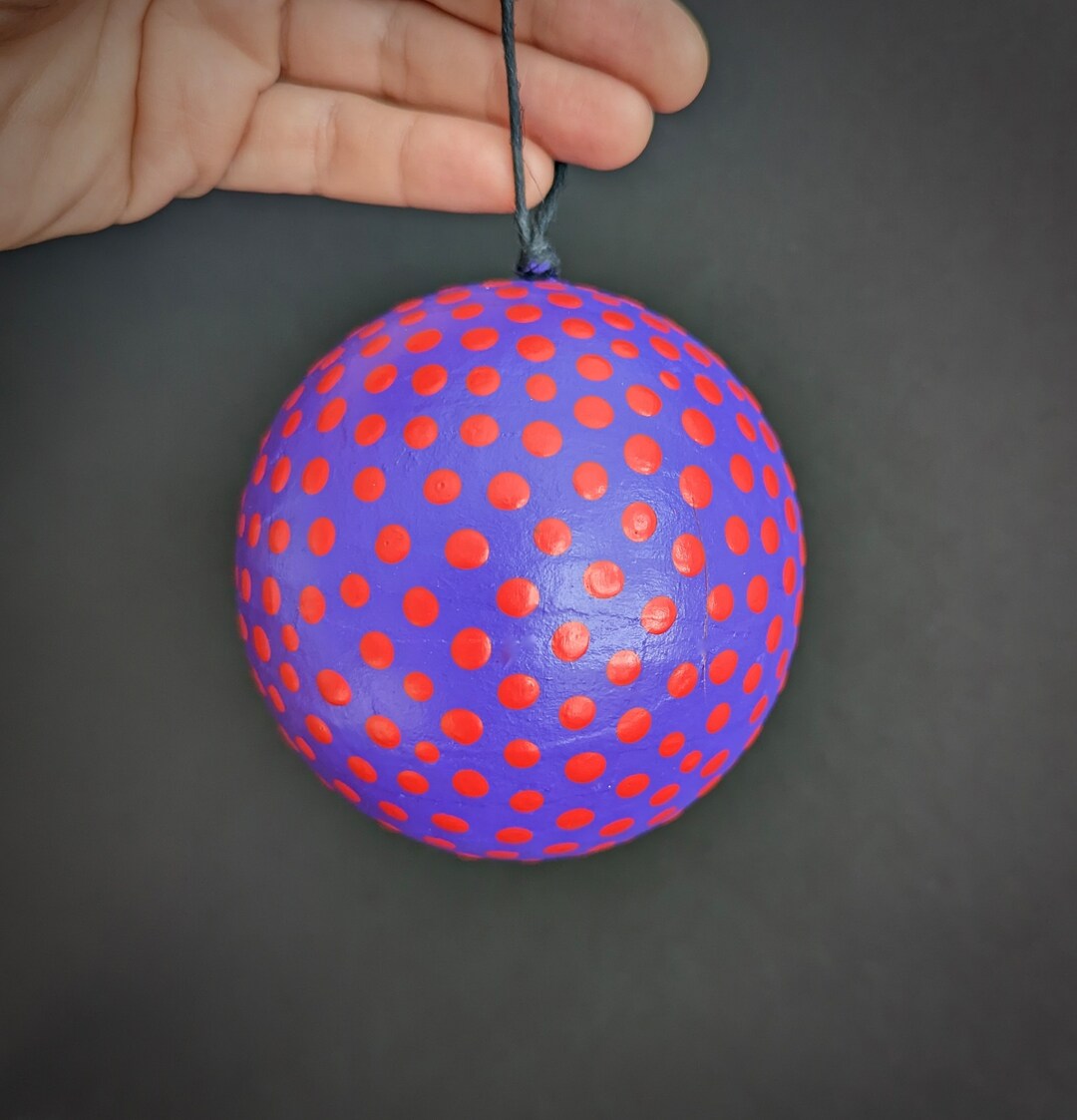 LARGE Hand-painted Ball Ornament - Violet Purple With Red Dots - Etsy