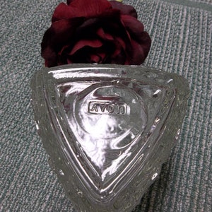 Avon /triangle Shaped/candle Holder/clear Swirl/crystal/vintage ...