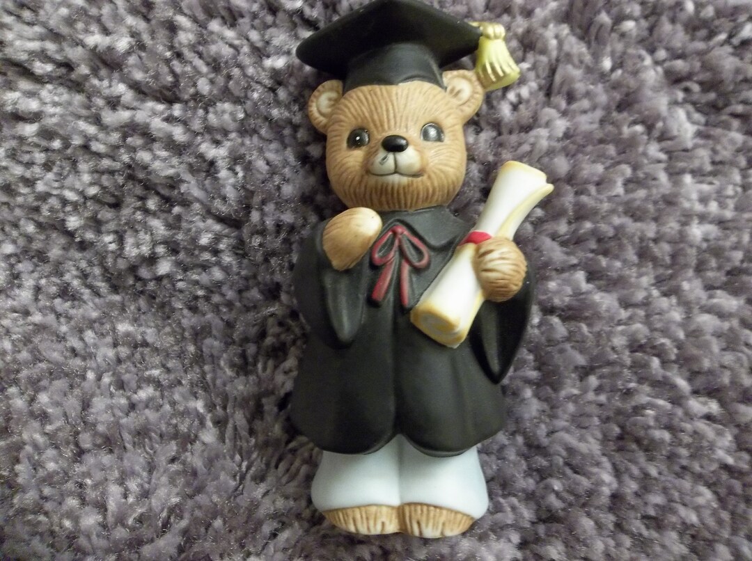 Graduation Homco Bear/#1404/figurine/1980 - Etsy