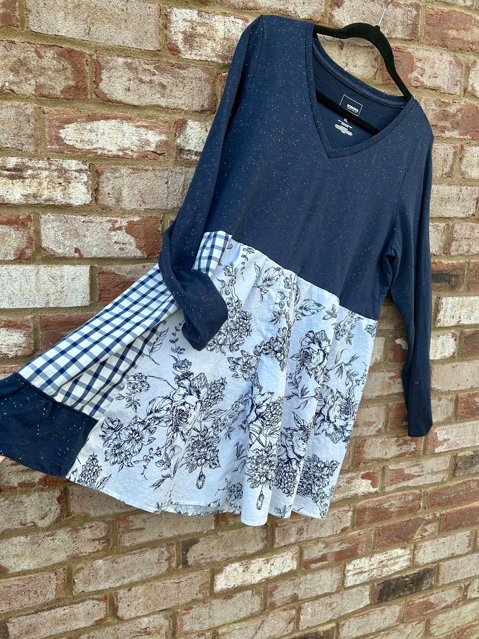 Upcycled Tunic Sparkling Dark Navy Blue Tunic/dress - Etsy