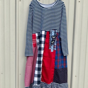 Upcycled Patchwork Long Sleeve Dress Eco Chic Wearable Art 1016 - Etsy