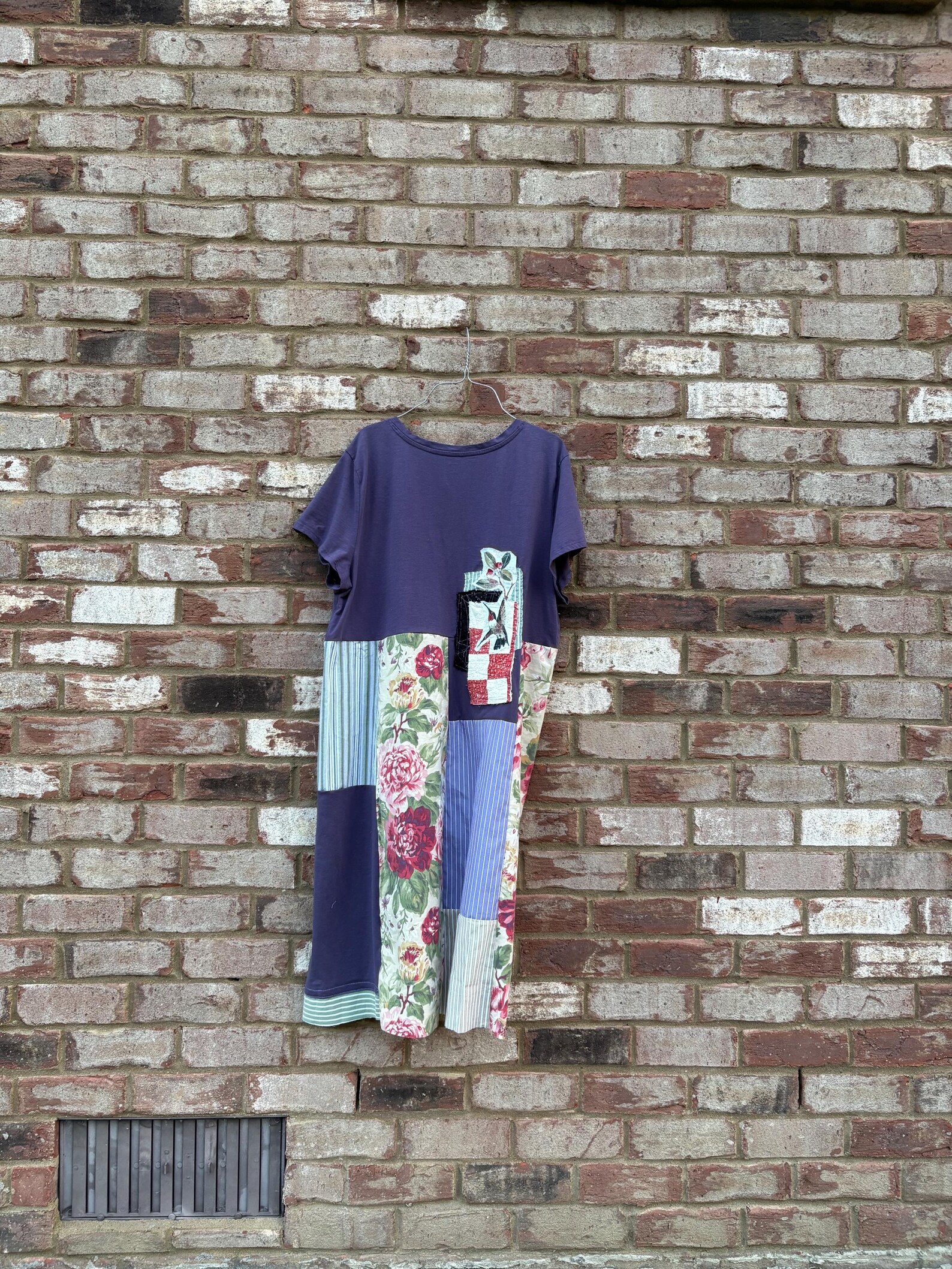 Upcycled Plum Patchwork Vintage Sheet Floral Summer Dress Wearable Art ...