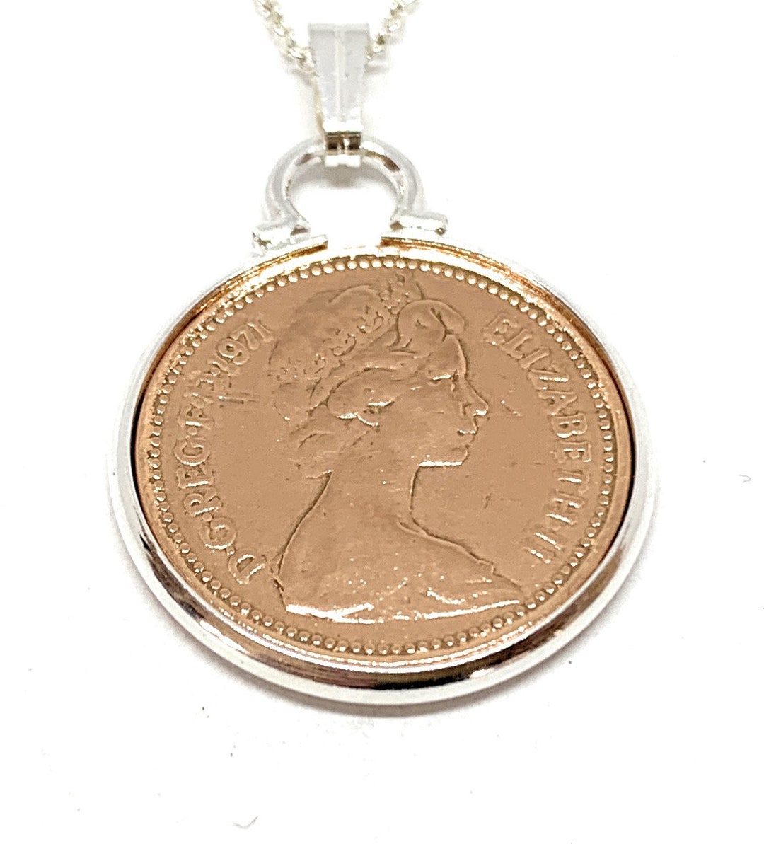 54th Birthday 1971 Old British One Pence Coin Pendant, 1971 54th ...