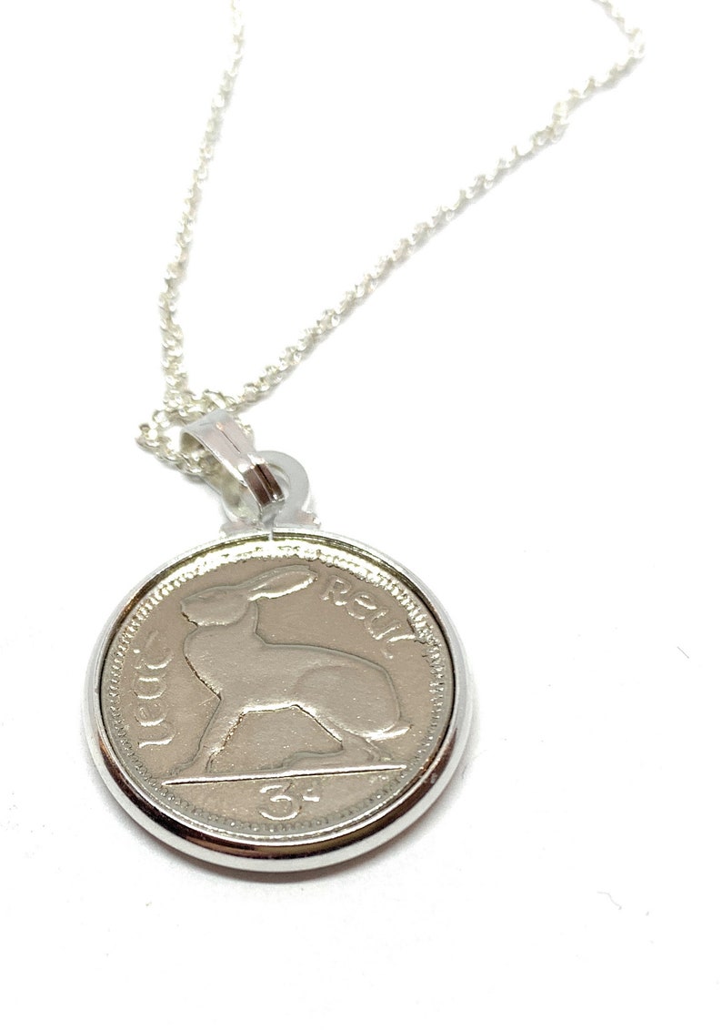 1961 Irish Threepence Coin Pendant: 65th Birthday Gift, Sterling Silver ...