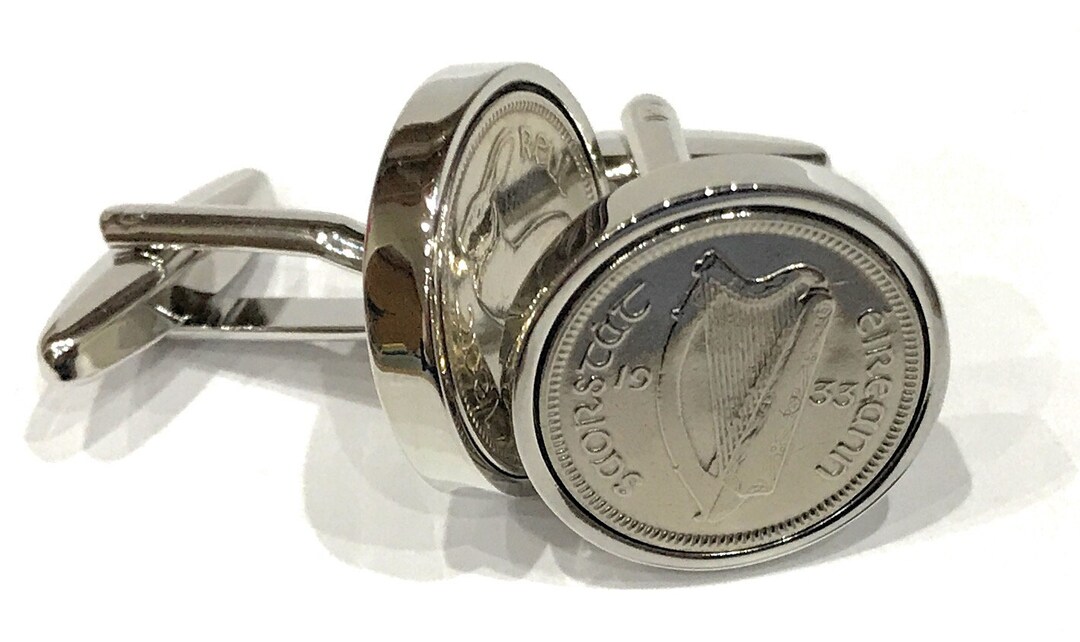 1933 Irish Coin Cufflinks- Great Gift Idea. Genuine Irish 3d Threepence ...