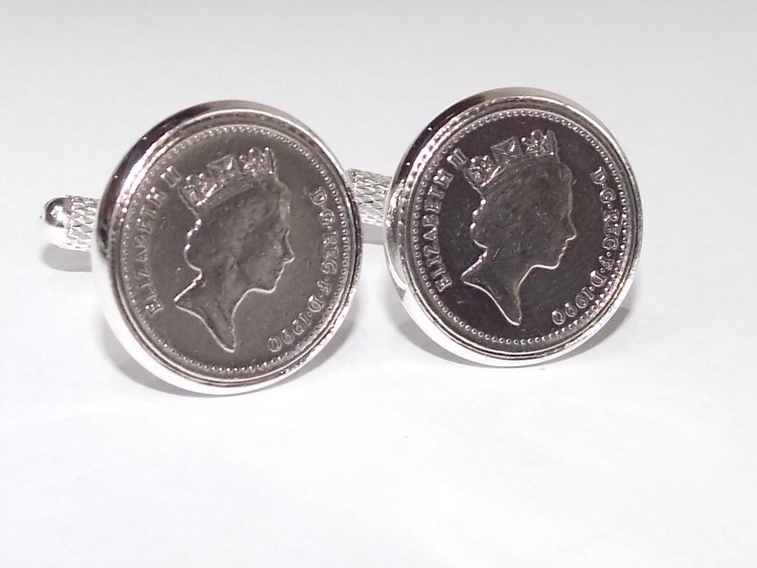 33rd Anniversary Silver Wedding Anniversary 1992 5p Coin Cufflinks ...