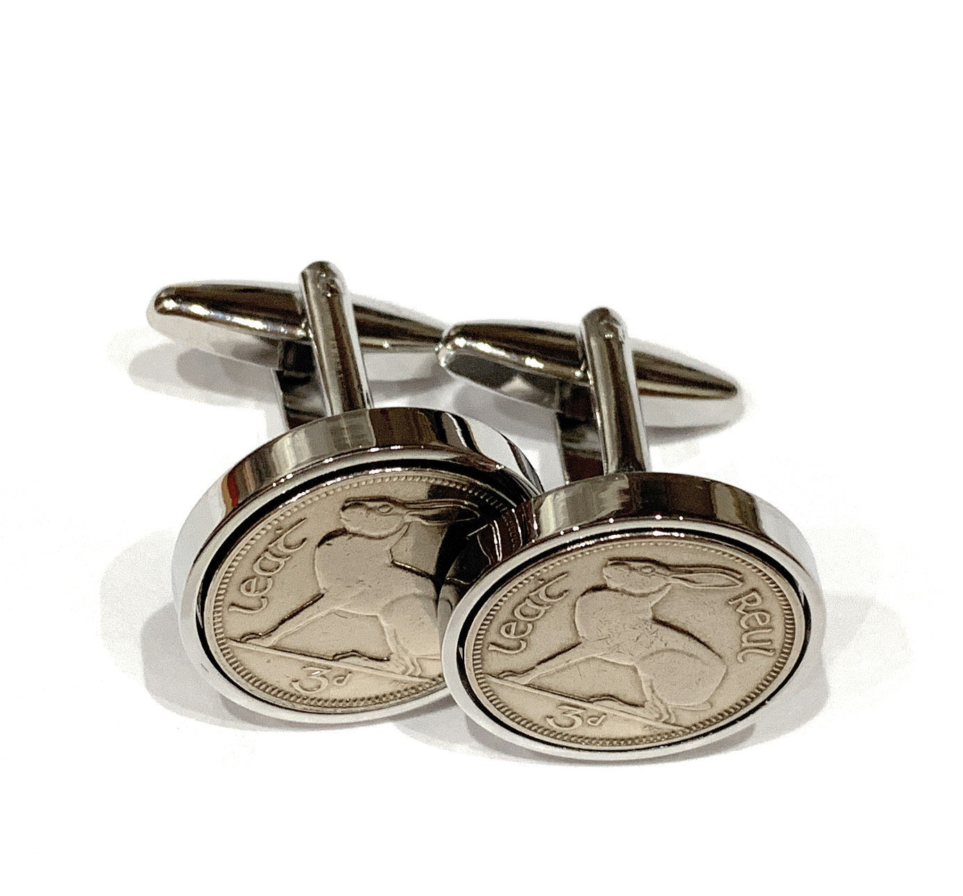 Irish coin cufflinks, Genuine Irish 3d threepence coin cufflink with ...