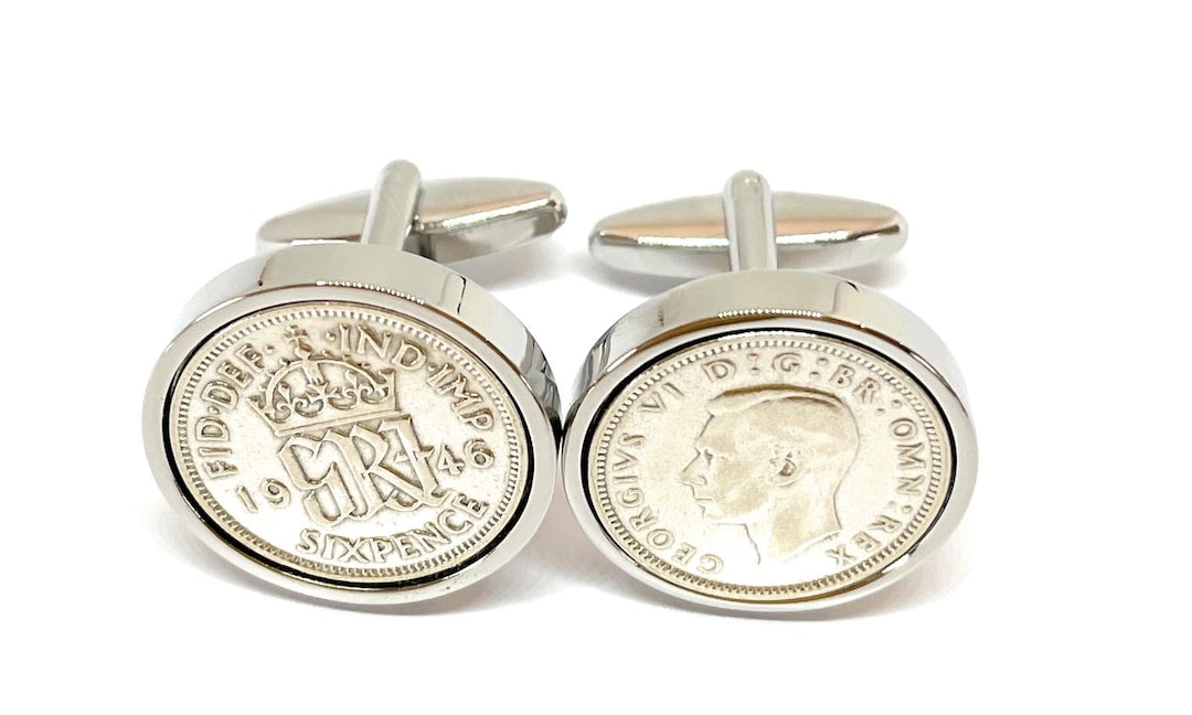 1946 Sixpence Coin Cufflinks 80th Birthday Gift: Silver, Gold or ...
