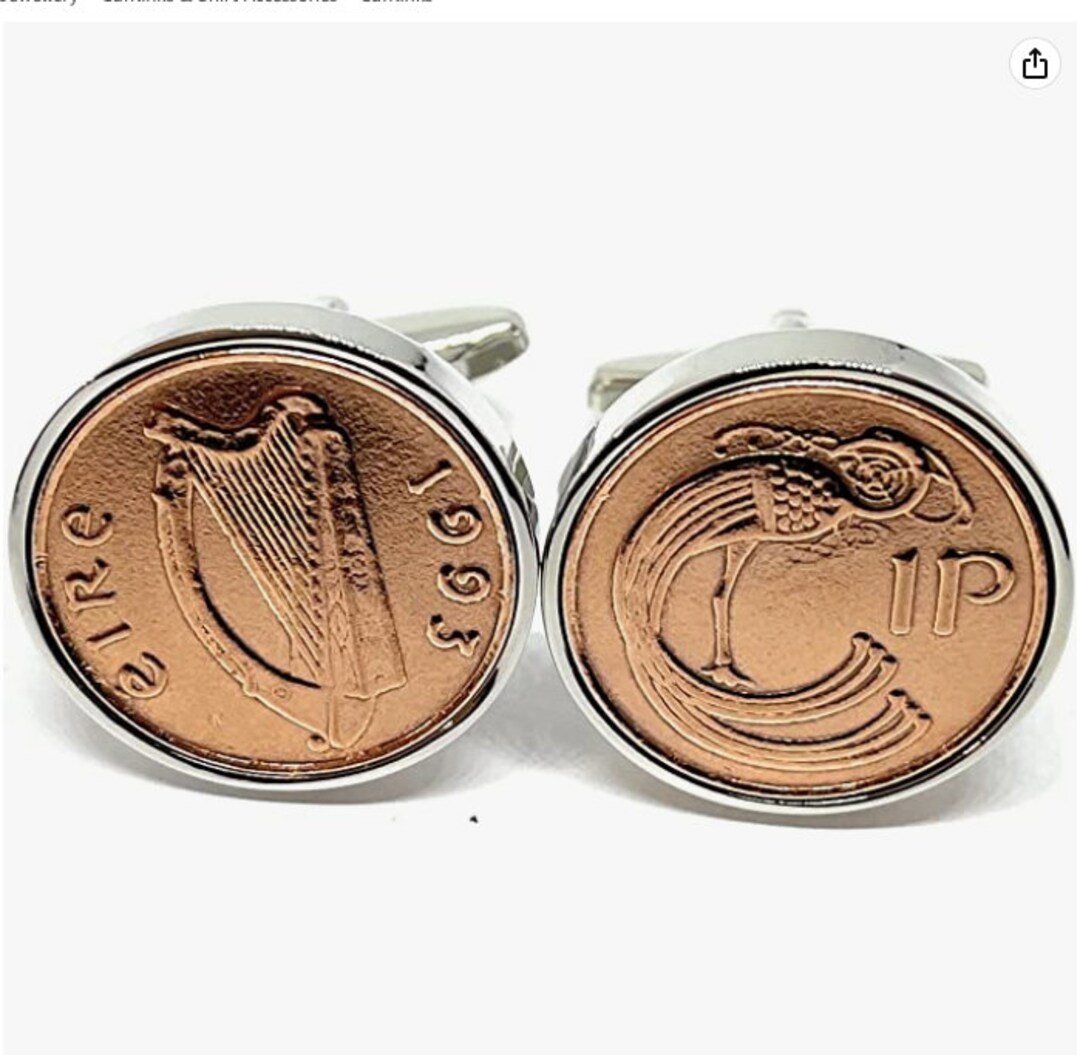 1993 32nd Birthday Gift Anniversary Irish Penny for Luck Cufflinks ...