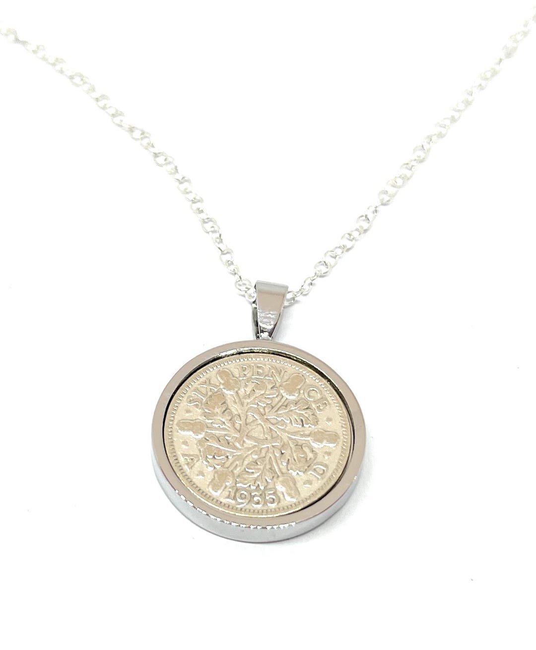 1935 Sixpence 91st Birthday Gift Coin Pendant: Silver, Gold or Rosegold ...