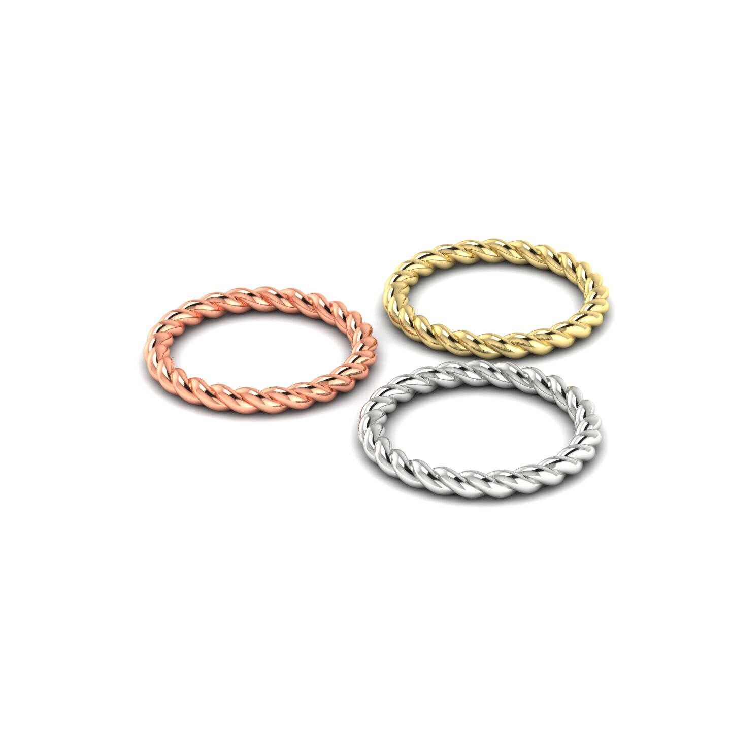 14K Solid Gold Twist Ring / 2 MM Gold Twist Ring / Dainty - Etsy