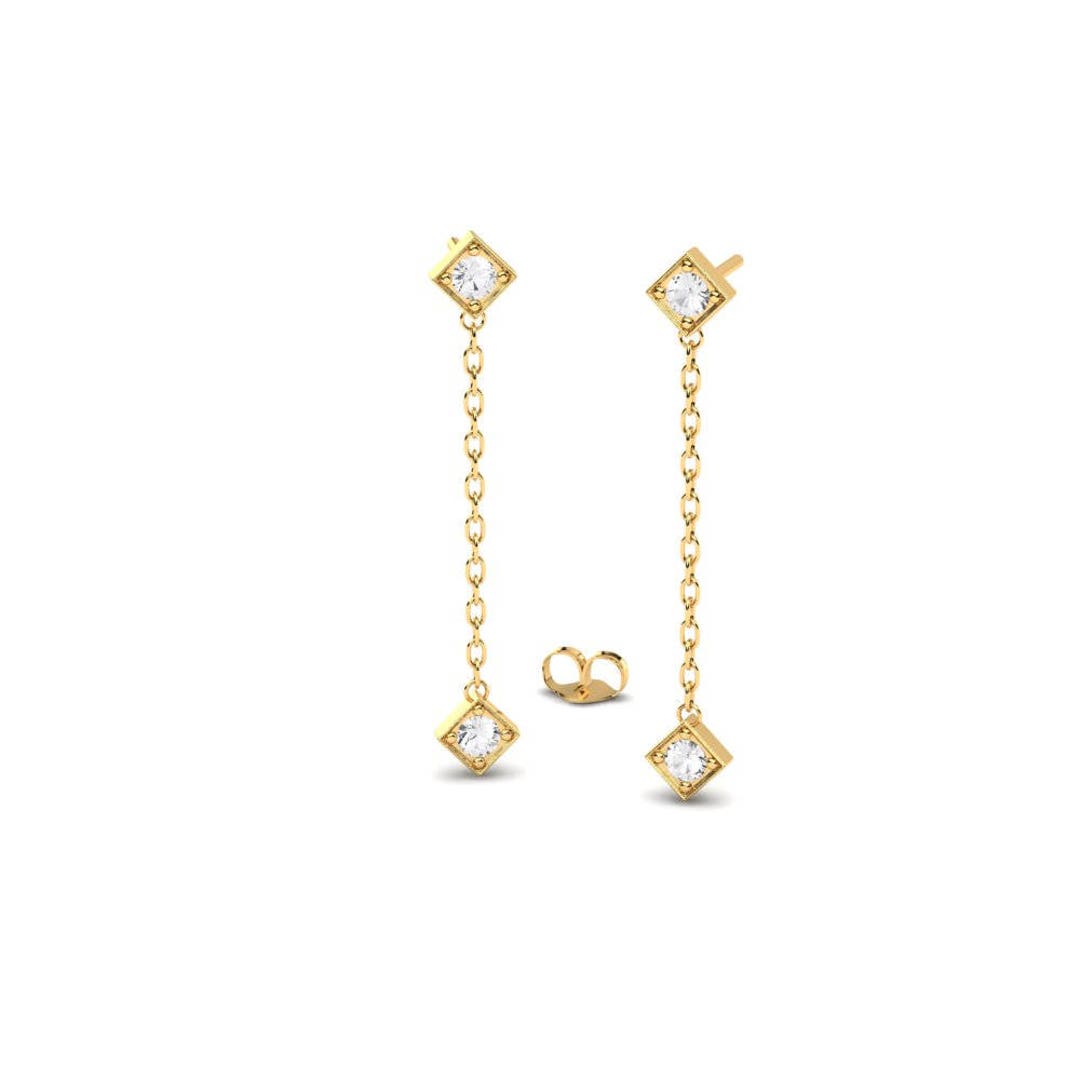 Diamond Chain Earring/ Dangle Diamond Earring/ Diamond Drop Earrings ...