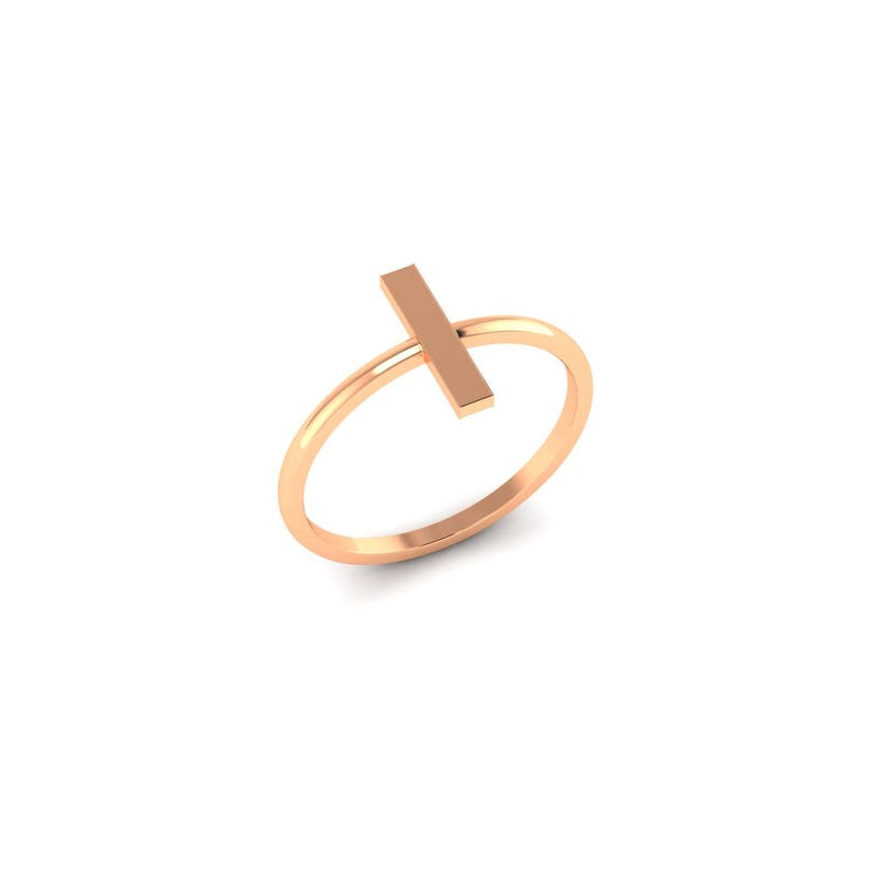 Square Gold Bar Ring/ 14k Gold Line Ring/ Real Gold Stylish - Etsy