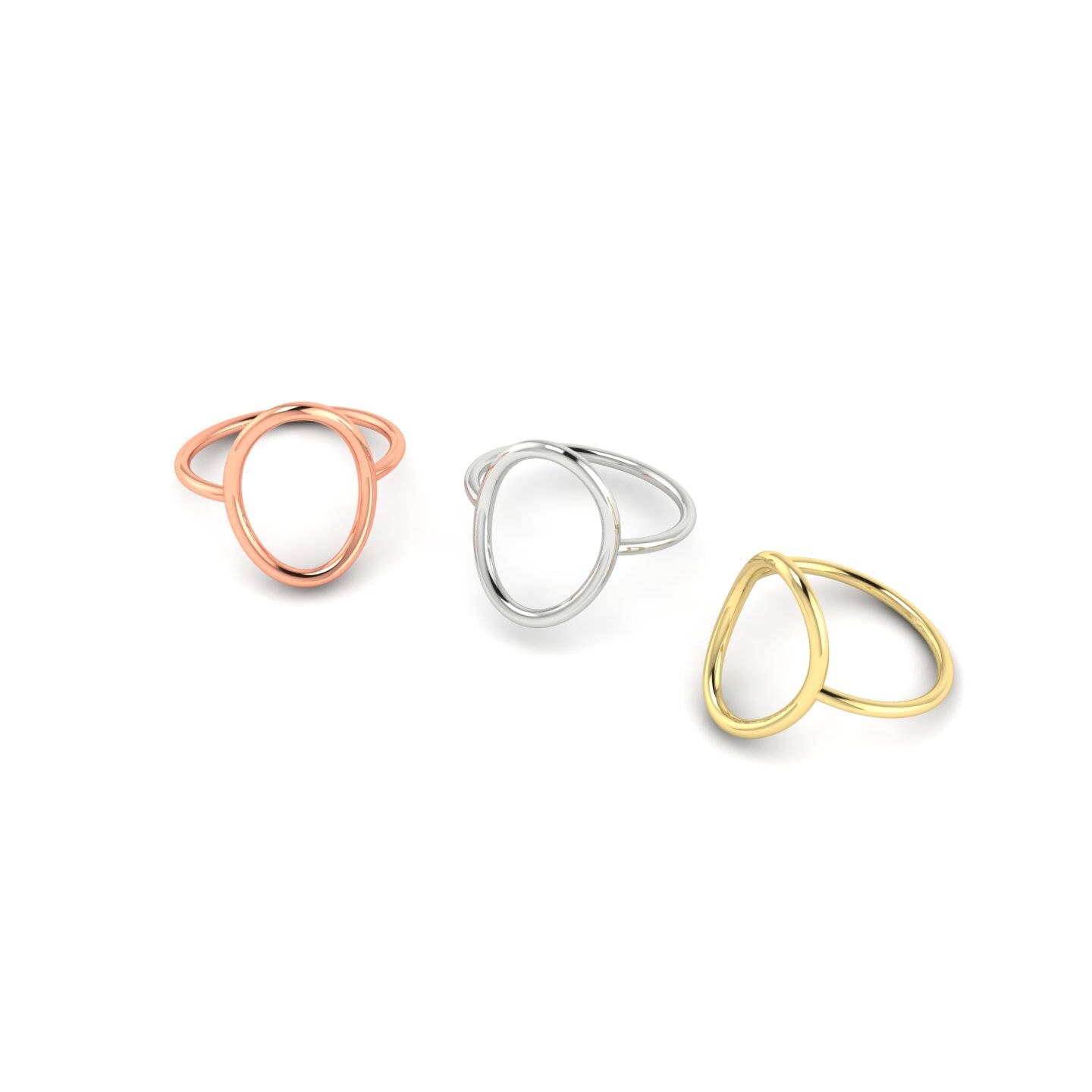 Open Oval Gold Ring/ 14k Gold Open Circle Ring/ Real Gold | Etsy