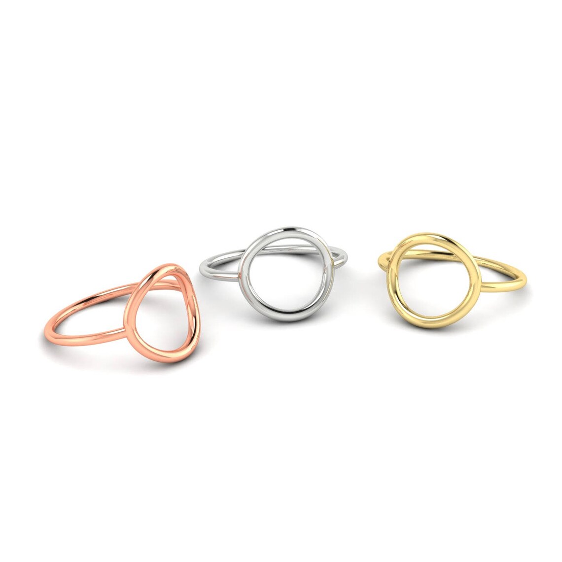 Open Circle Gold Ring/ 14k Gold Open Circle Ring/ Thin Gold | Etsy