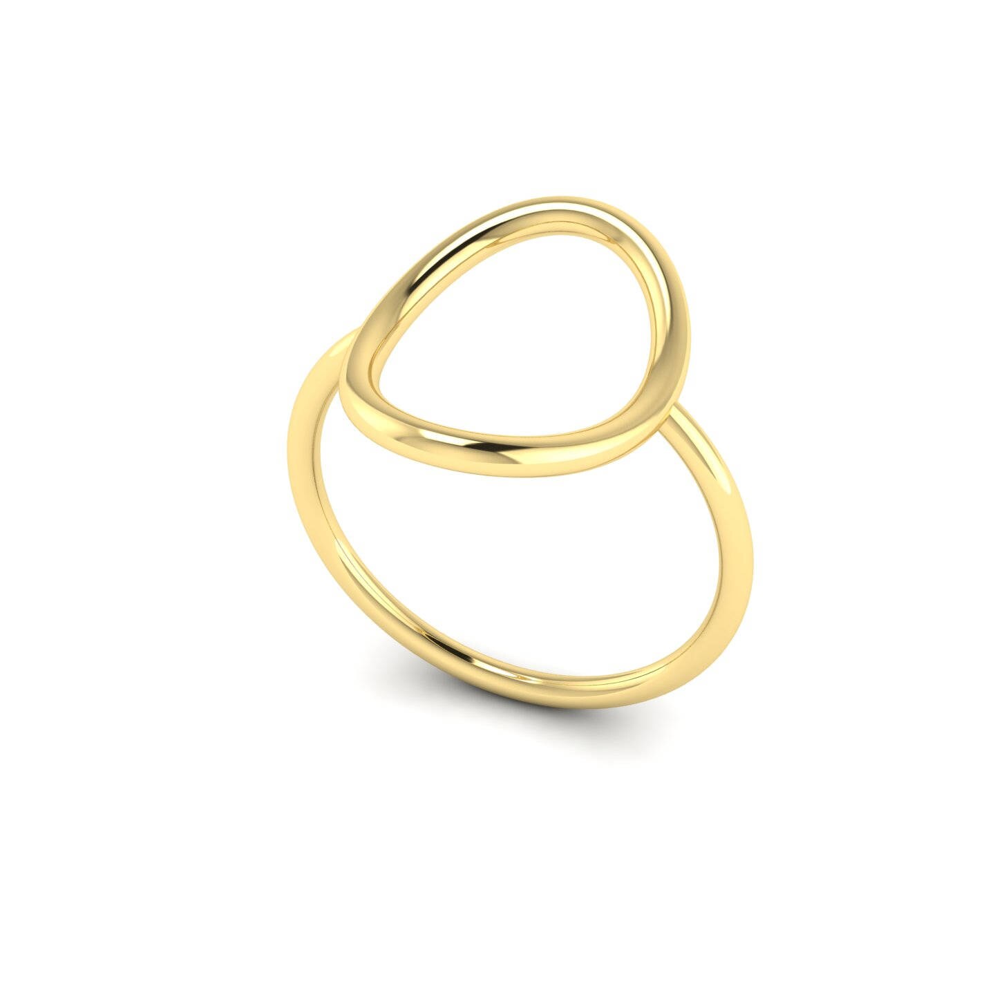 Open Oval Gold Ring/ 14k Gold Open Circle Ring/ Real Gold | Etsy