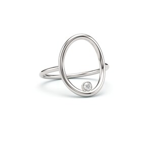 Open Oval Diamond Gold Ring/ Real Gold Stylish Ring/ Bezel Set Single ...