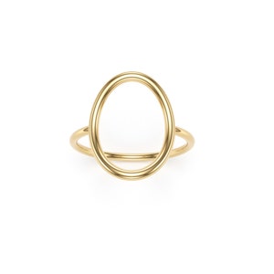 Open Oval Gold Ring/ 14k Gold Open Circle Ring/ Real Gold Stylish Ring ...