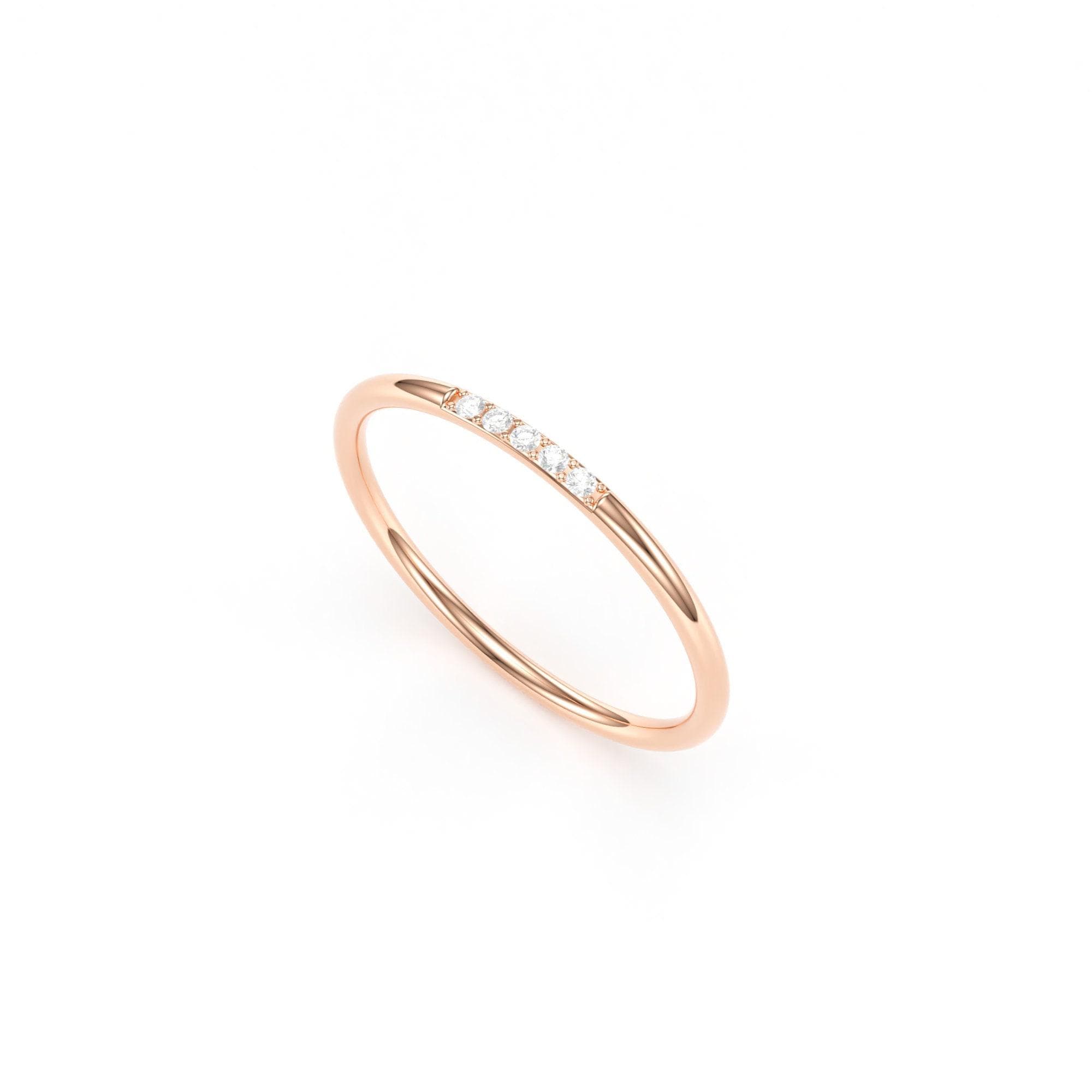 Diamond Stacking Ring/ Diamond Wedding Ring/ Real Gold Thin Diamond ...