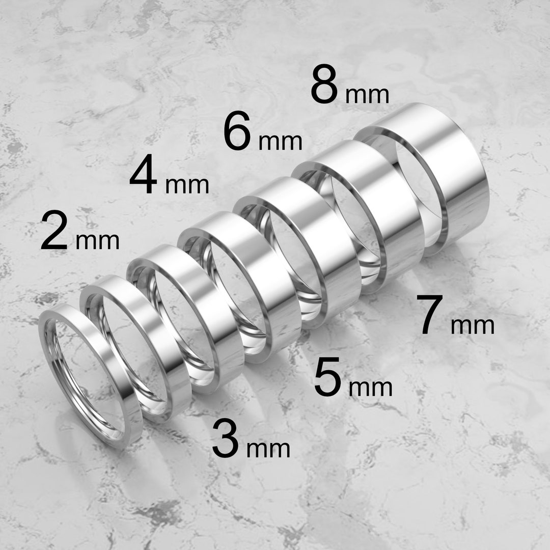 Solid Platinum Flat Wedding Band | 2mm - 8mm Platinum Wedding Ring ...