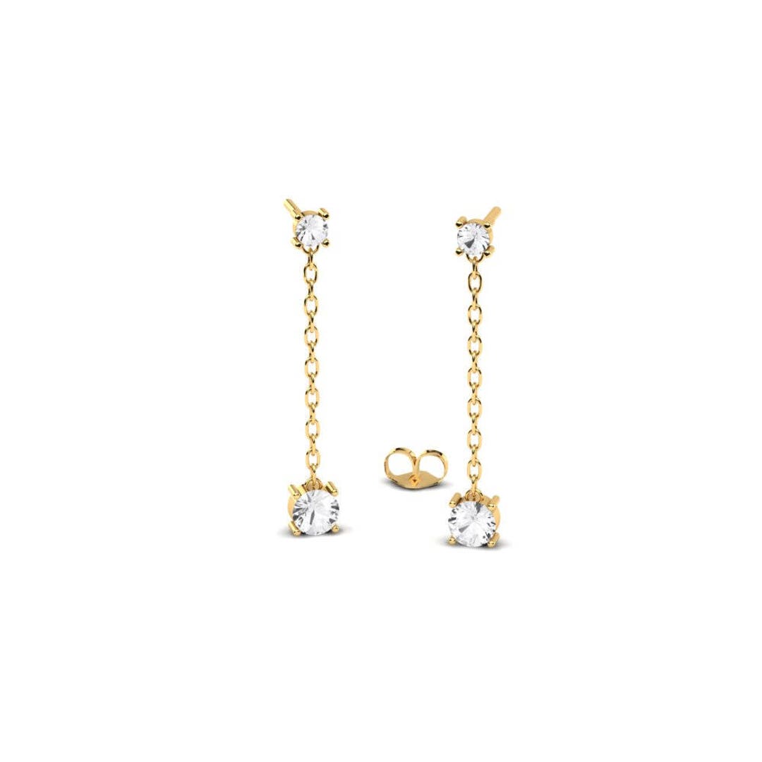 Diamond Chain Earring/ Chain Link Earring/ Gold Chain Earrings/ Drop ...