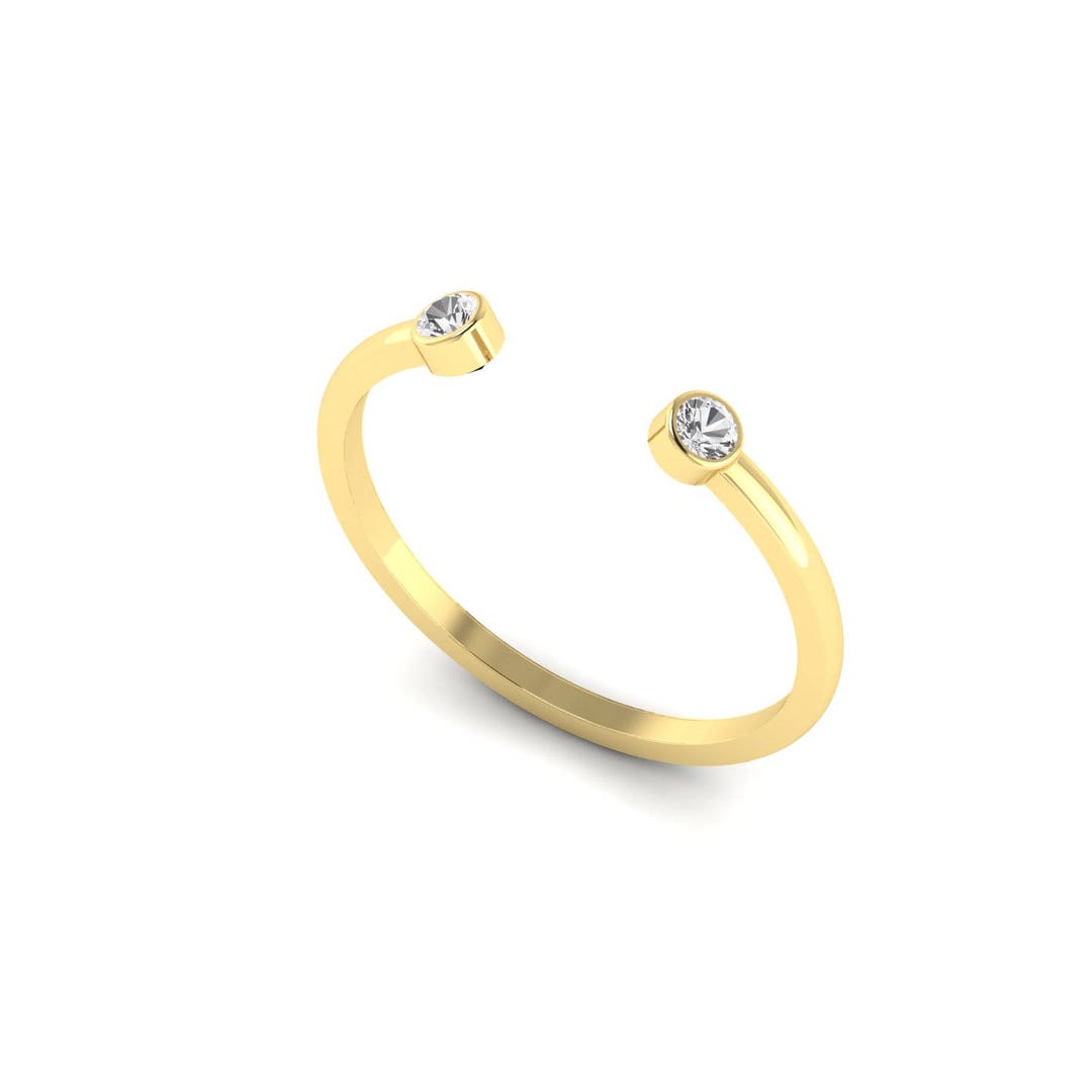 Open Diamond Ring/ Modern Diamond Ring/ Real Gold Diamond - Etsy