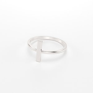 Square Gold Bar Ring/ 14k Gold Line Ring/ Real Gold Stylish Ring ...