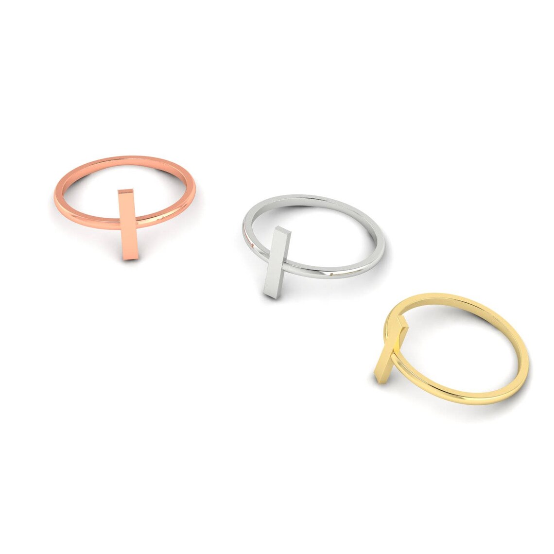 Square Gold Bar Ring/ 14k Gold Line Ring/ Real Gold Stylish - Etsy