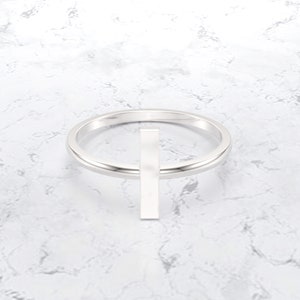 Square Gold Bar Ring/ 14k Gold Line Ring/ Real Gold Stylish Ring ...