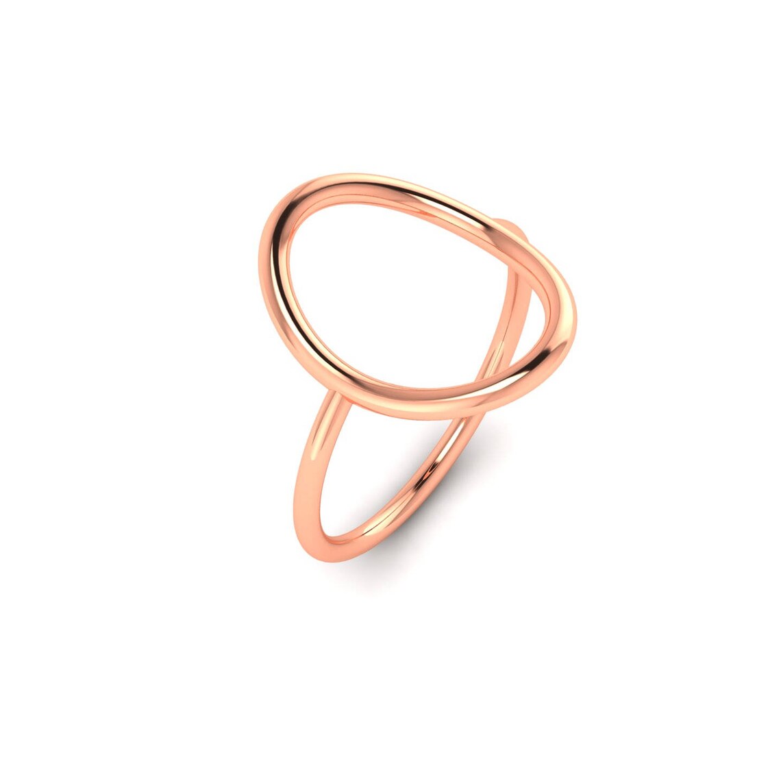 Open Oval Gold Ring/ 14k Gold Open Circle Ring/ Real Gold | Etsy