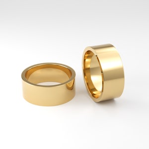 18k Solid Yellow Gold Flat Wedding Band | 2mm - 8mm Gold Wedding Ring | Polished Flat Comfort ...