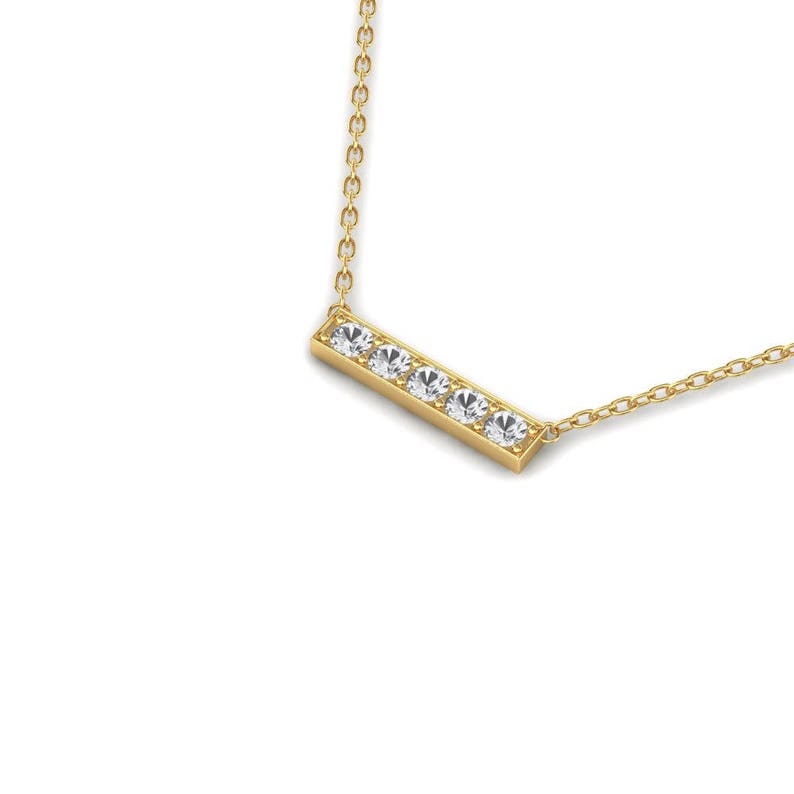 Diamond Bar Necklace/ Layered Bar Necklace/ Pave Diamond - Etsy