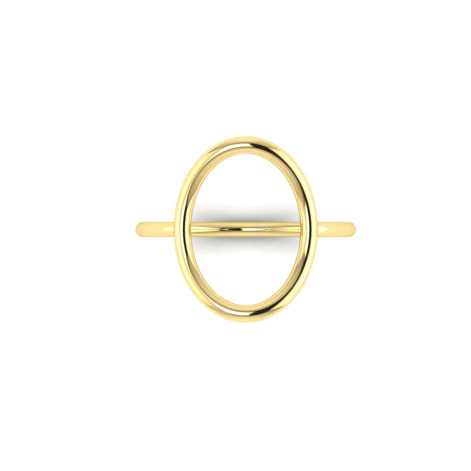Open Oval Gold Ring/ 14k Gold Open Circle Ring/ Real Gold - Etsy